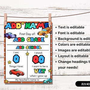 Editable First Day of School Sign, Last Day of School Sign, Editable ...