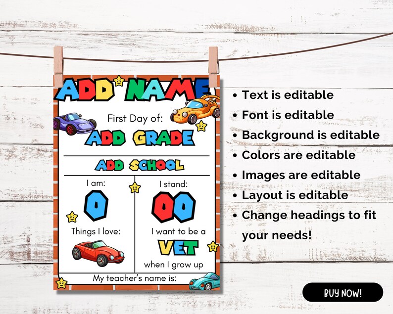 Editable First Day of School Sign, Last Day of School Sign, Editable ...