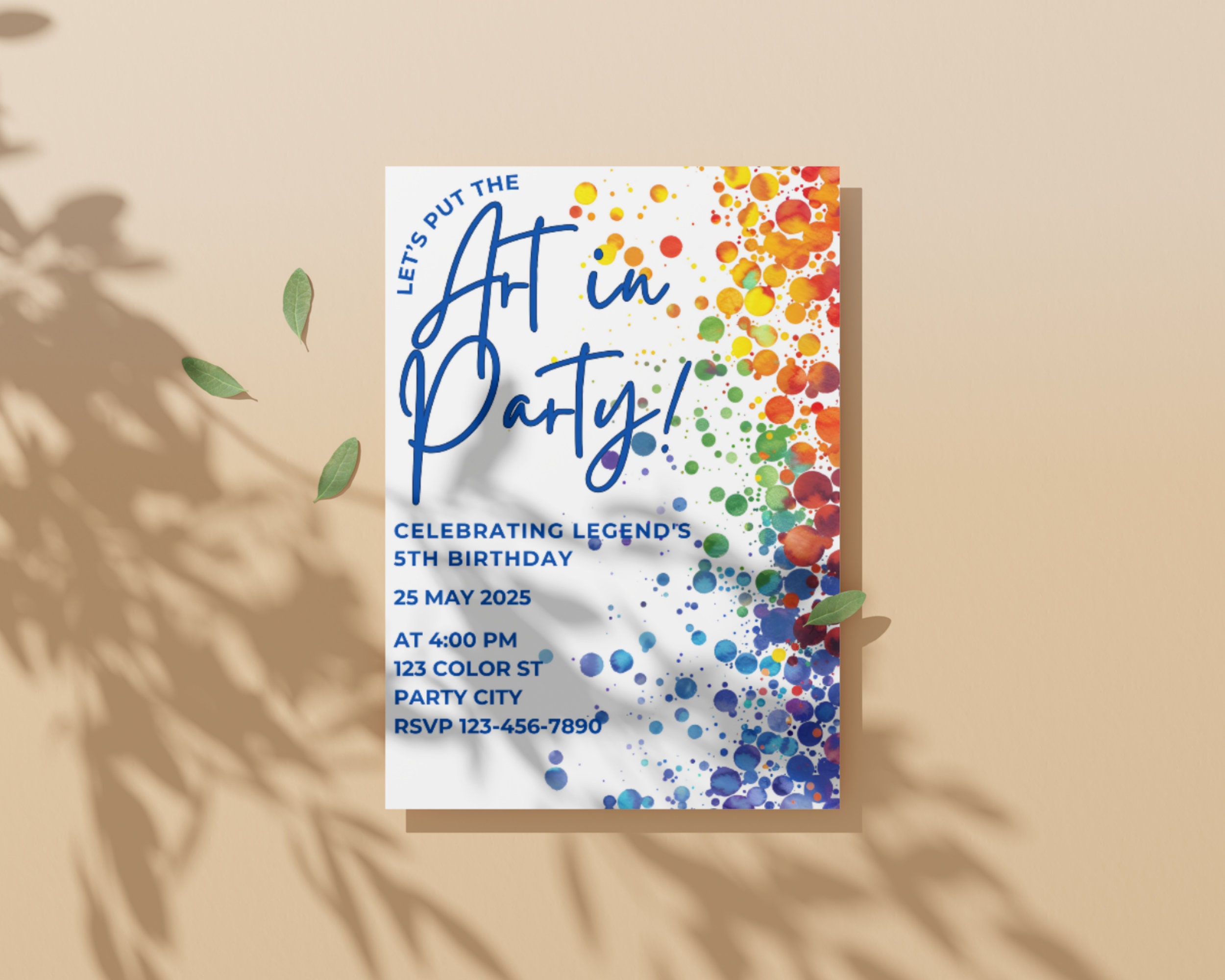 Let's Put the Art in Party Watercolor Paint Party Invitation, Painting ...