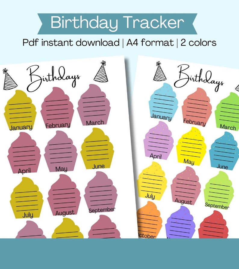 Birthday Tracker Printable - Etsy
