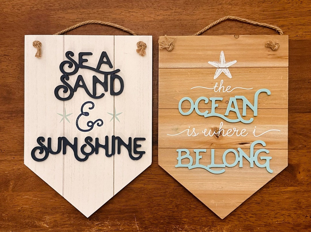 NWOT Cute Nautical Beach Ocean Sea Theme Wooden Signs Set of 2 - Etsy