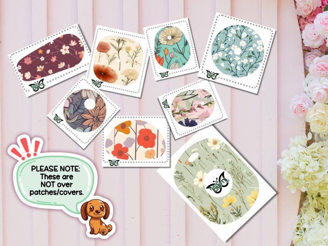 Floral CGM Sticker: Matte Vinyl Decals for Dexcom, Freestyle, Medtronic ...