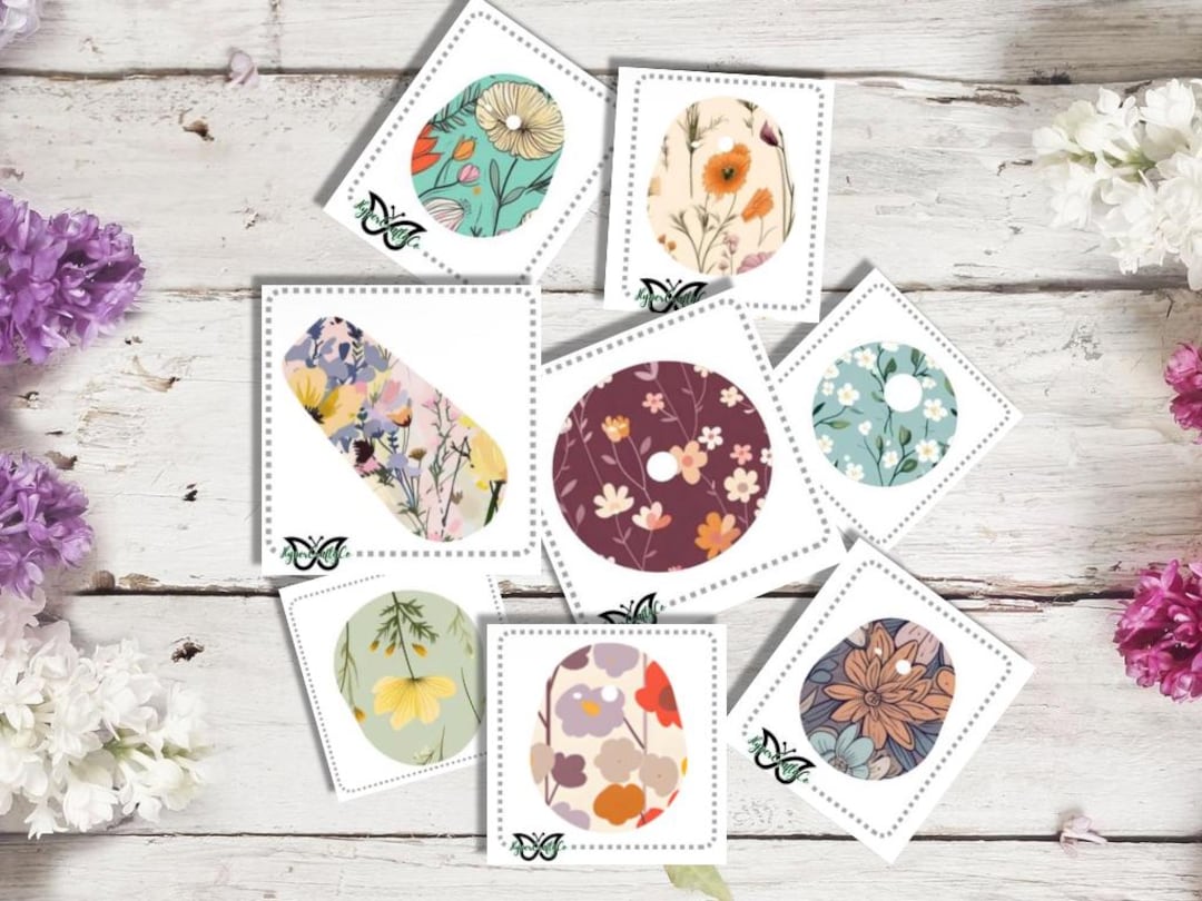 Floral CGM Sticker: Matte Vinyl Decals for Dexcom, Freestyle, and ...