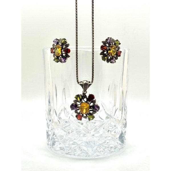 Vintage Marcasite Jewelry Set - Etsy