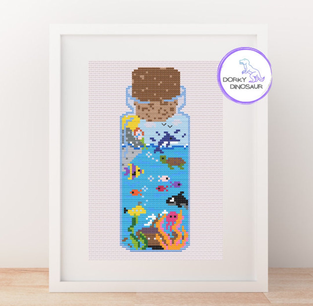 Underwater Scene in a Bottle Cross Stitch Pattern PDF - Etsy