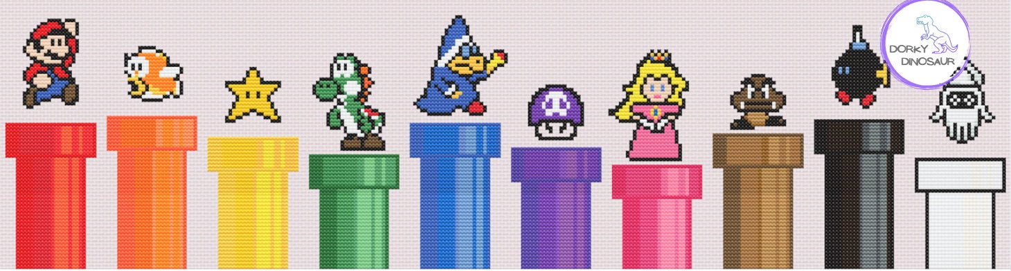 Super Mario Rainbow Pipes Cross Stitch Pattern PDF Download - Etsy