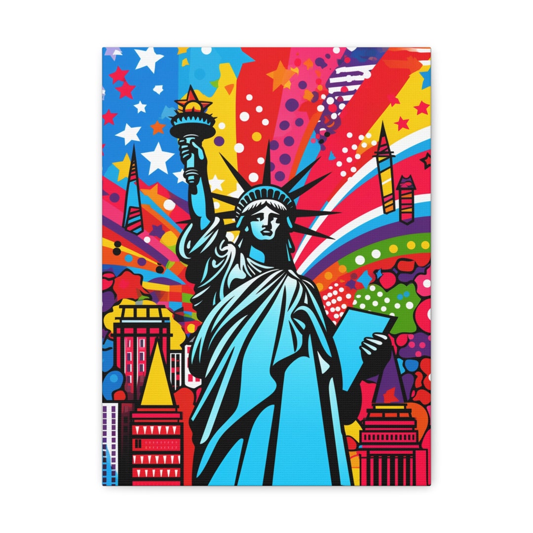 Statue of Liberty Artistic Canvas, Liberty in Bloom Wall Decoration ...