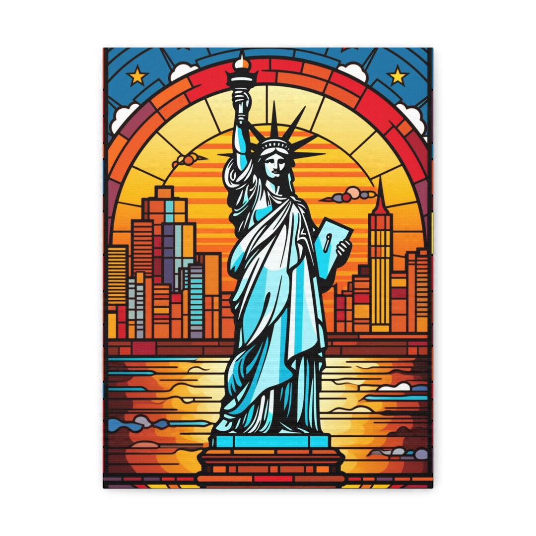 Statue of Liberty Artistic Canvas, Liberty in Bloom Wall Decoration ...