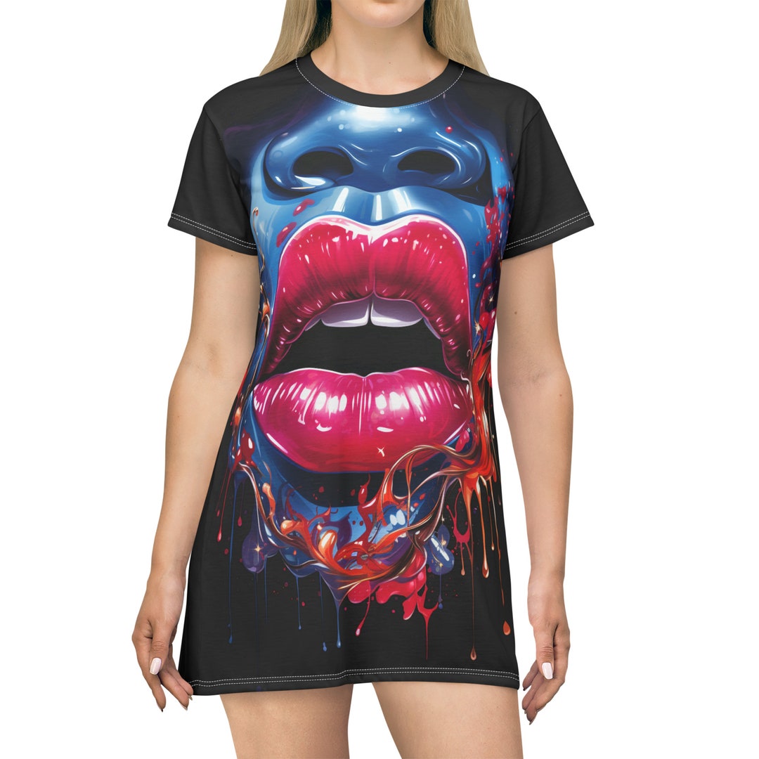 Woman's Lips T-shirt Dress, Lips Dress for Woman - Etsy