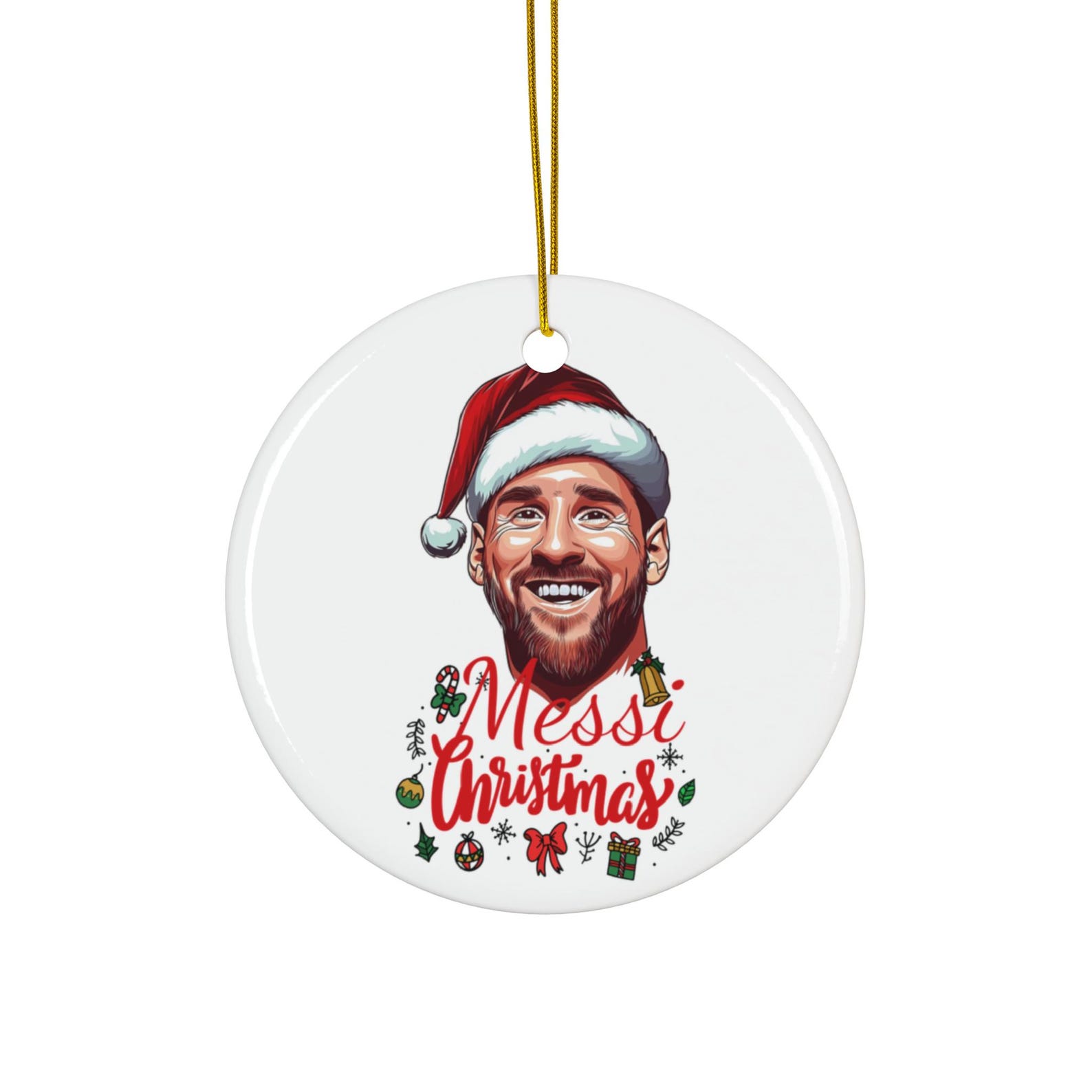 Messi Christmas Ceramic Ornament, Merry Christmas Messi - Etsy