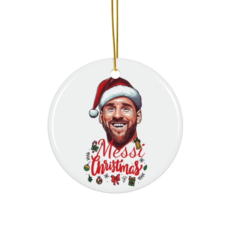 Messi Christmas Ceramic Ornament, Merry Christmas Messi - Etsy