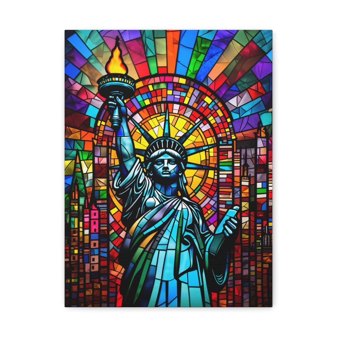 Statue of Liberty Artistic Canvas, Liberty in Bloom Wall Decoration ...