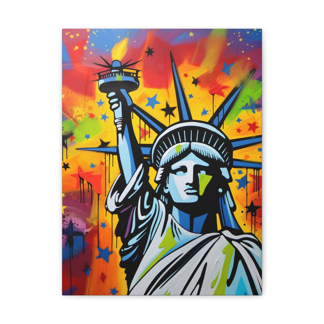 Statue of Liberty Artistic Graffiti Canvas, Liberty in Bloom Wall ...