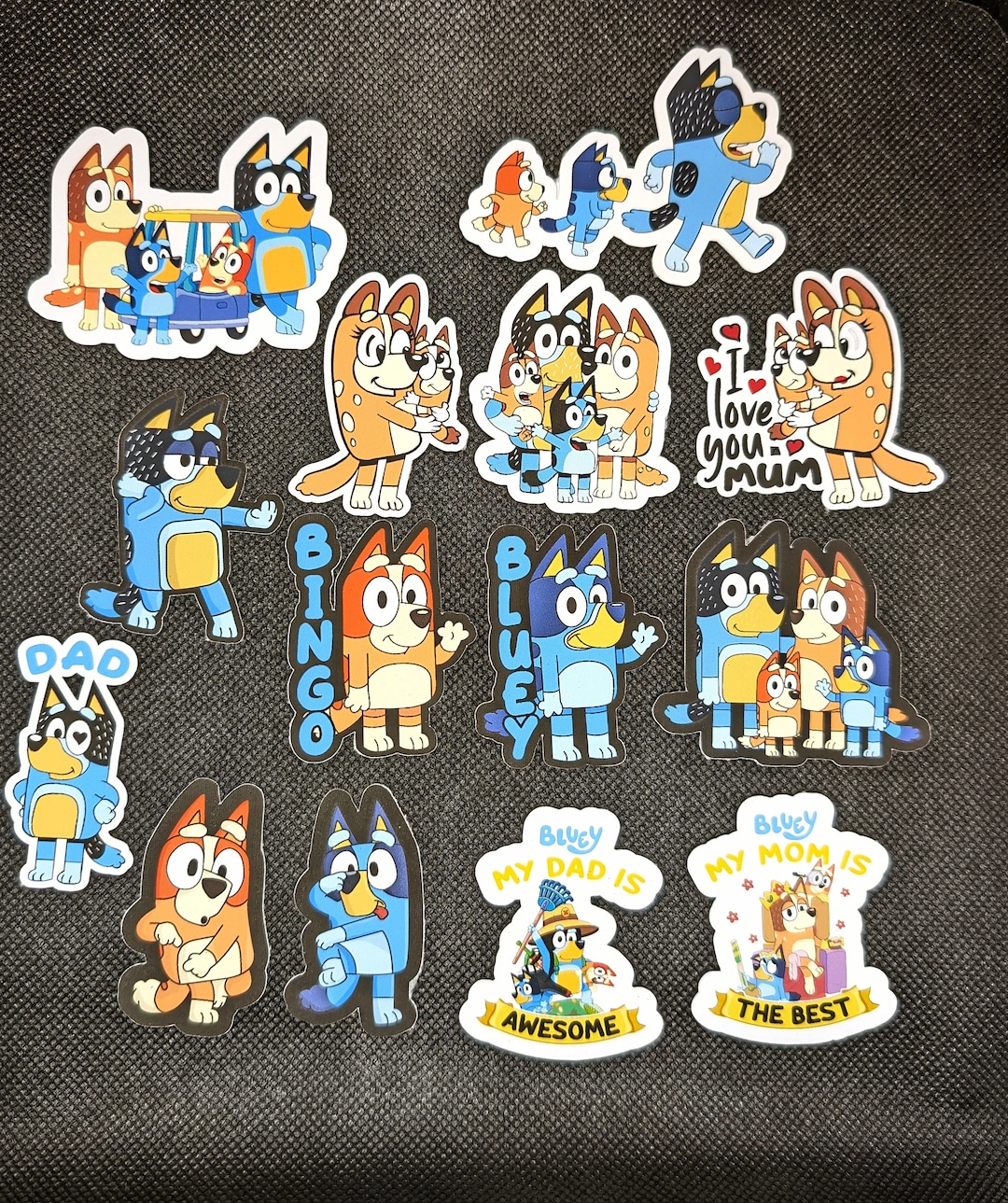 Inspired by Bluey Comes "bluey and Family", 2 Inch, 14 Count Stickers ...