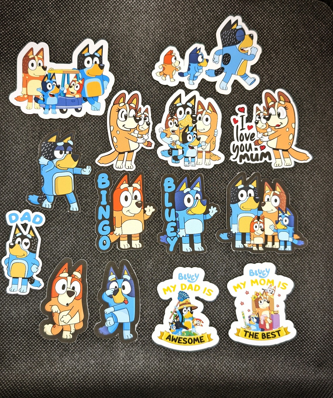 Inspired by Bluey Comes "bluey and Family", 2 Inch, 14 Count Stickers ...