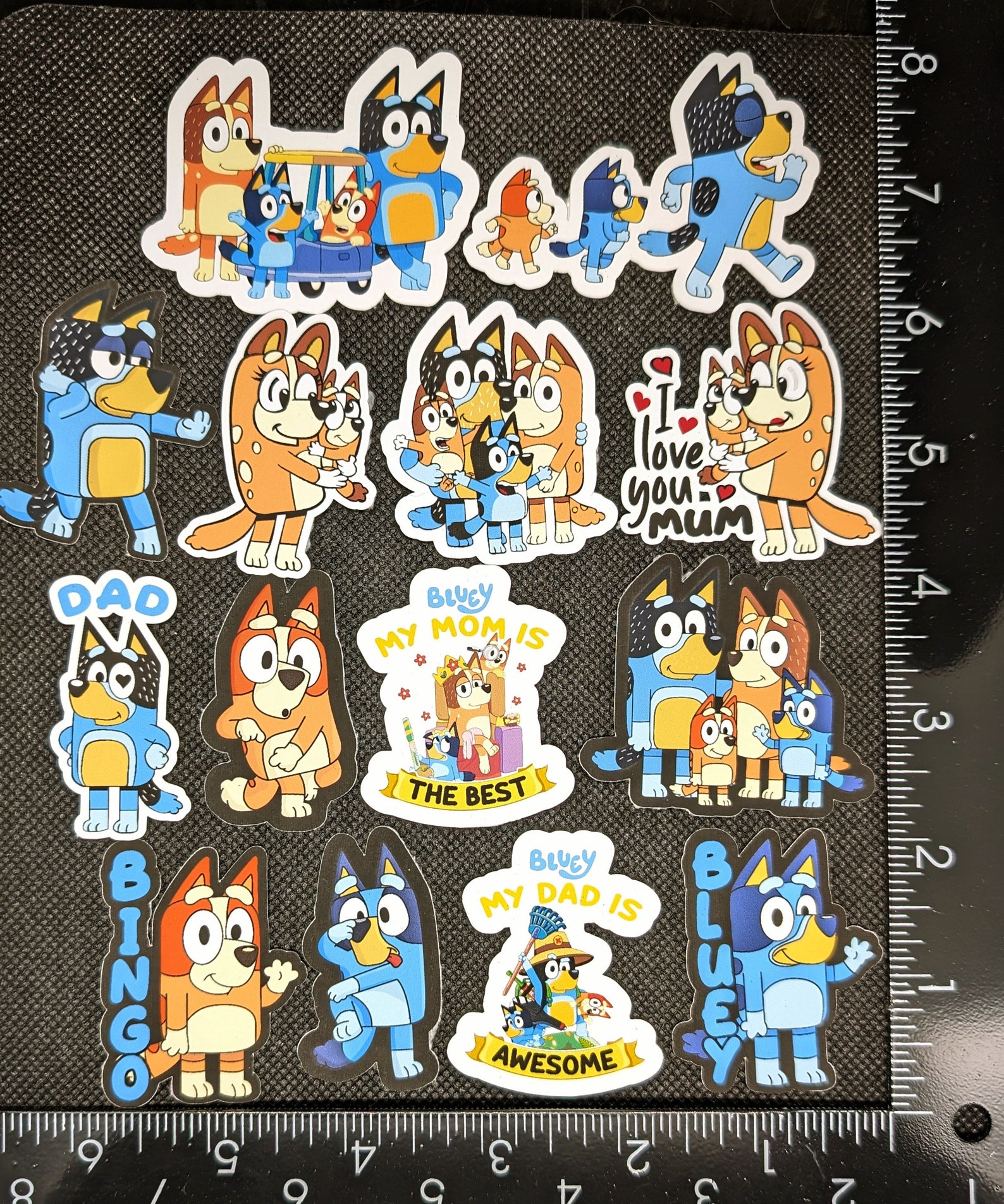 Inspired by Bluey Comes "bluey and Family", 2 Inch, 14 Count Stickers ...