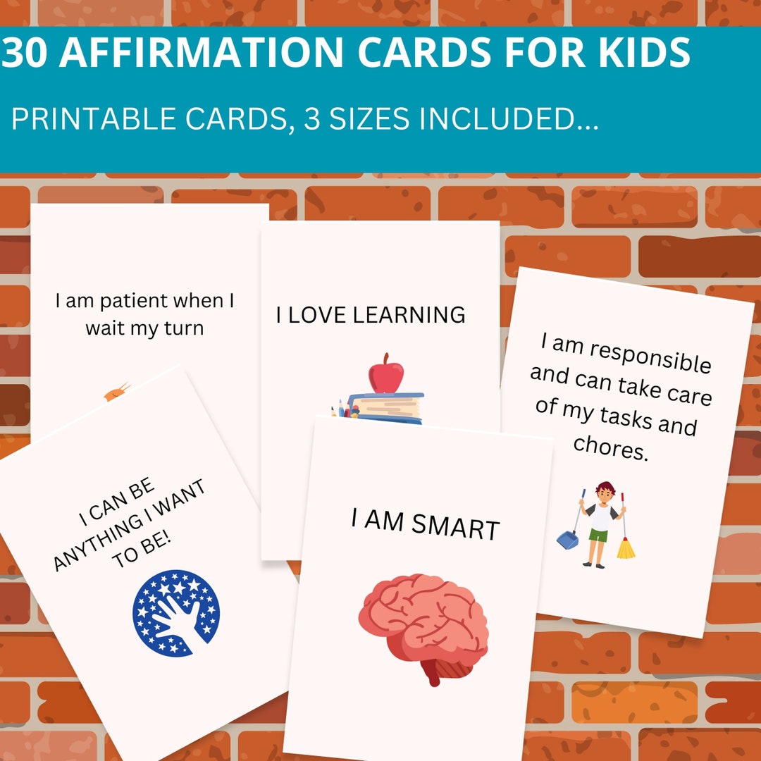 30 Affirmation Printable Cards for Kids - Etsy