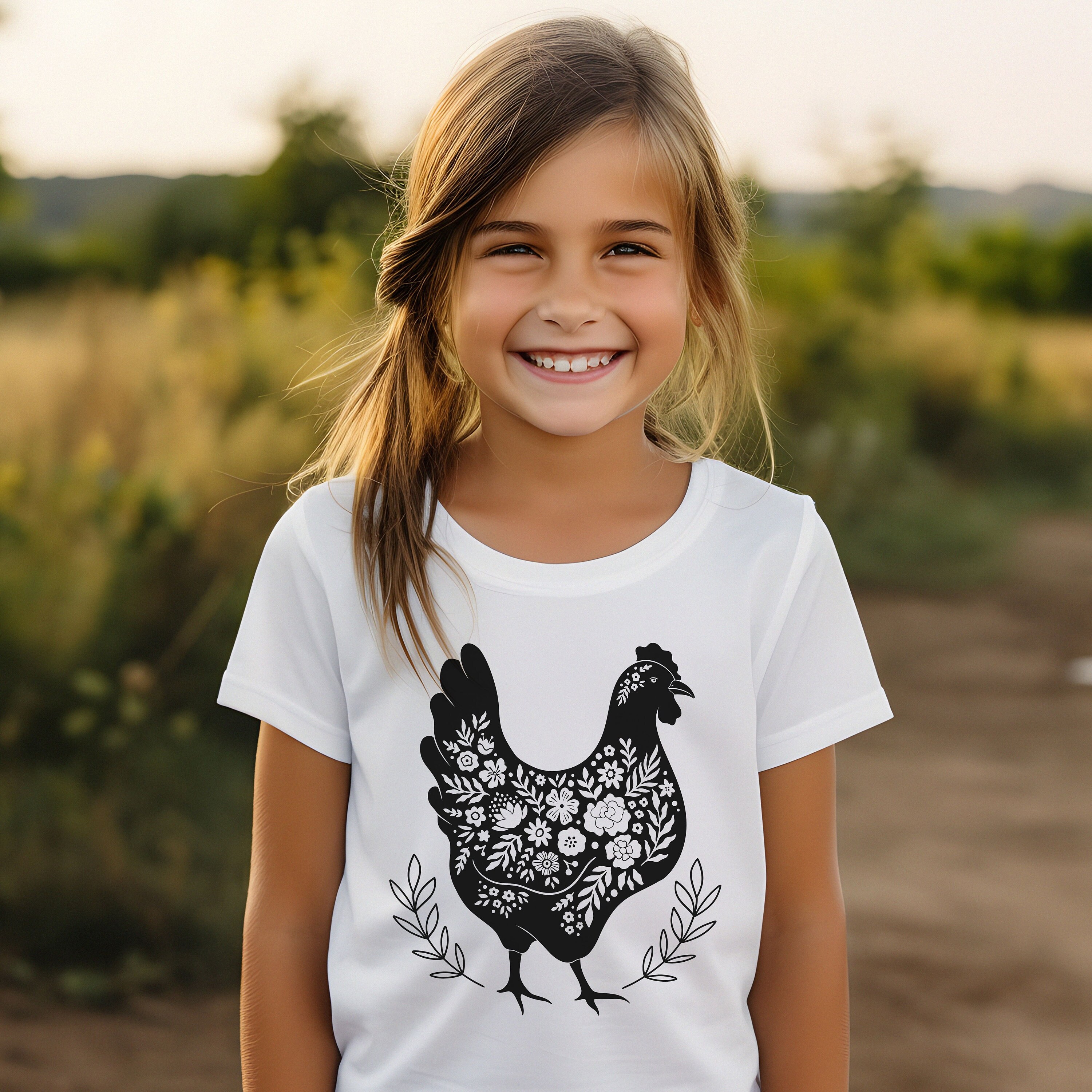 Fancy Floral Chicken Shirt, Kids Chicken Shirt, Kids Who Love Chickens ...