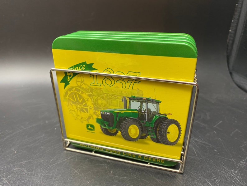 John Deere Coaster Set With Holder - Etsy