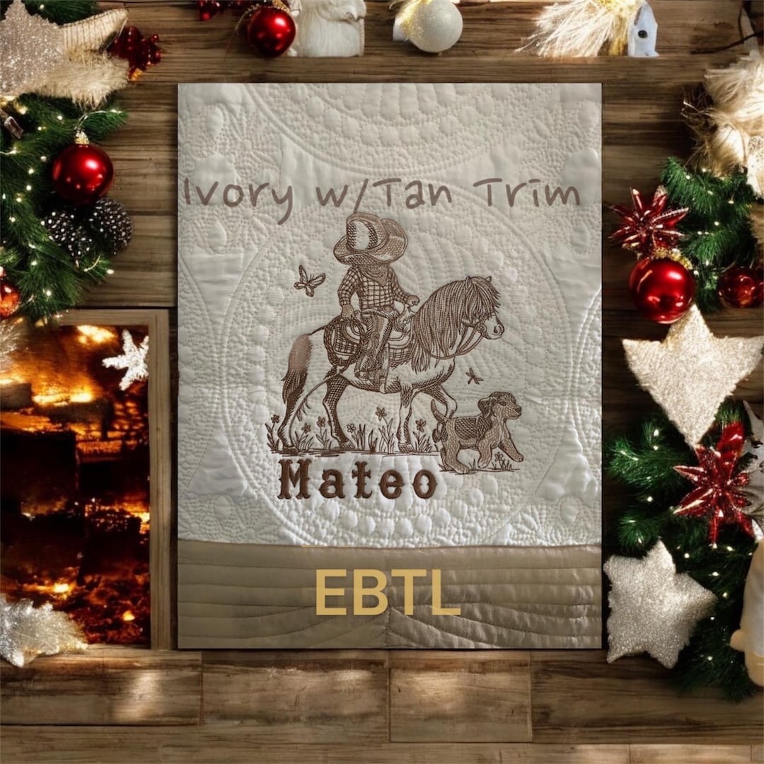 Cowboy Baby Quilt: Embroidered Western Nursery Blanket - Etsy
