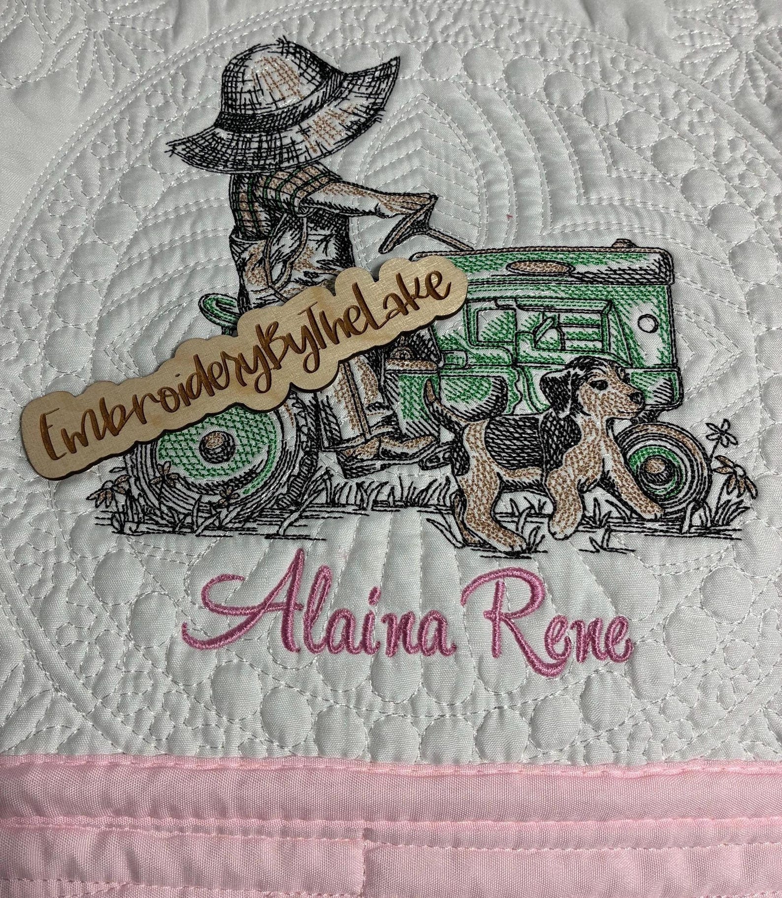 Tractor Baby Quilt: Embroidered Farming Nursery Blanket - Etsy