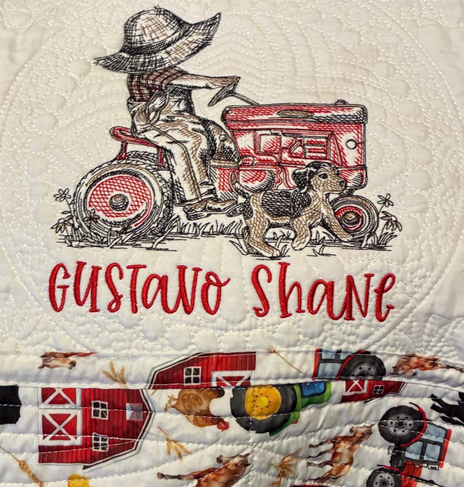 Tractor Baby Quilt: Embroidered Farming Nursery Blanket - Etsy