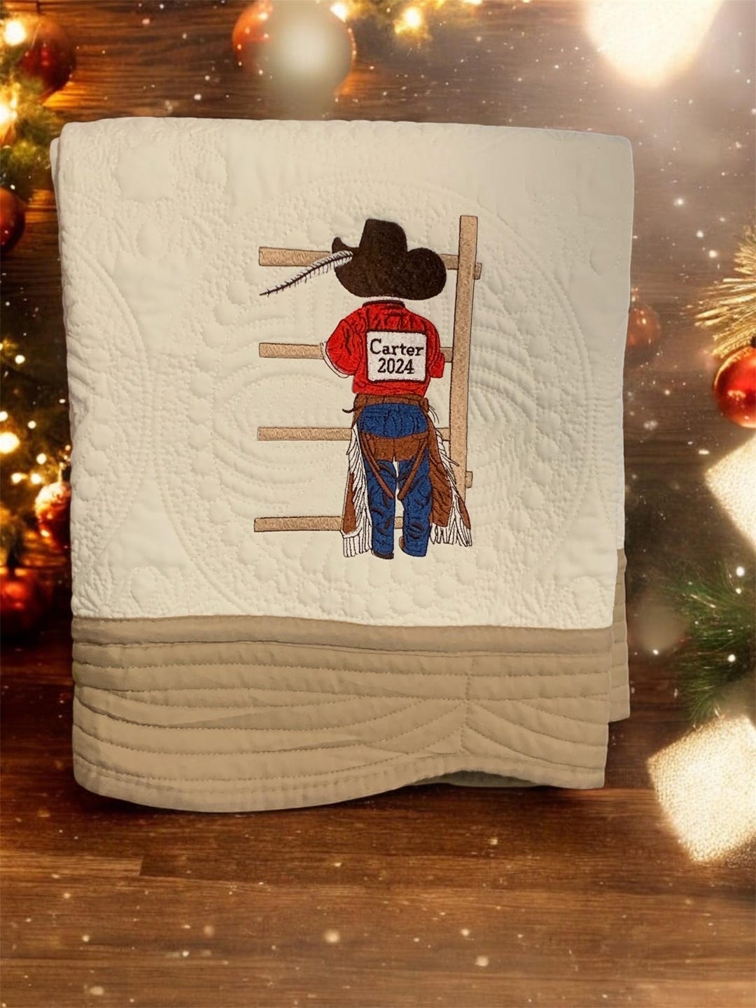 Embroidered Cowboy Baby Quilt, Western Nursery Decor, Personalized - Etsy