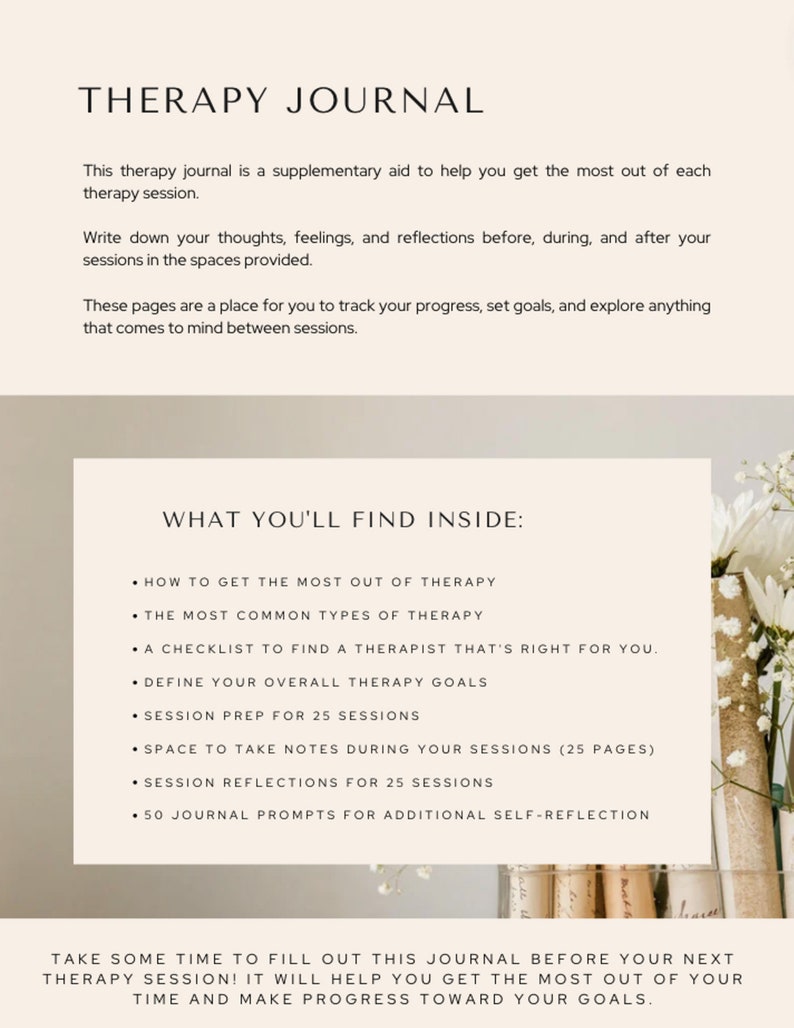 Printable Self-care Therapy Journal: Mindfulness Prompts and ...