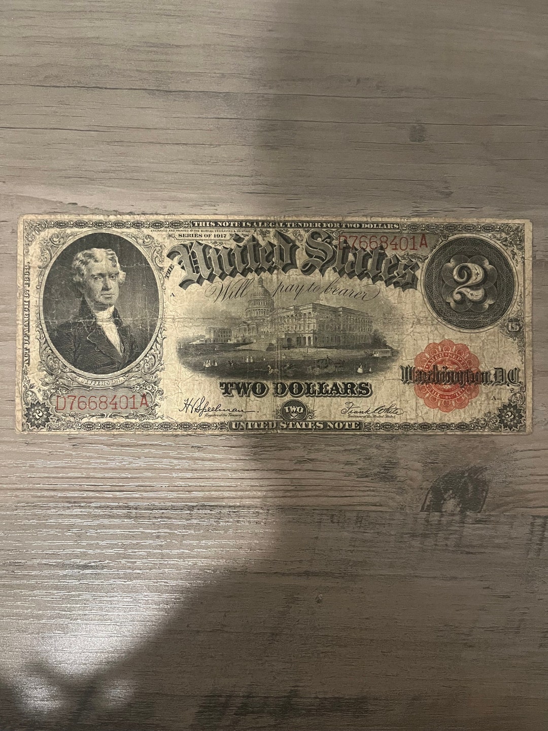 1917 2 Dollar Large Old US Paper Money Serial 8401A - Etsy