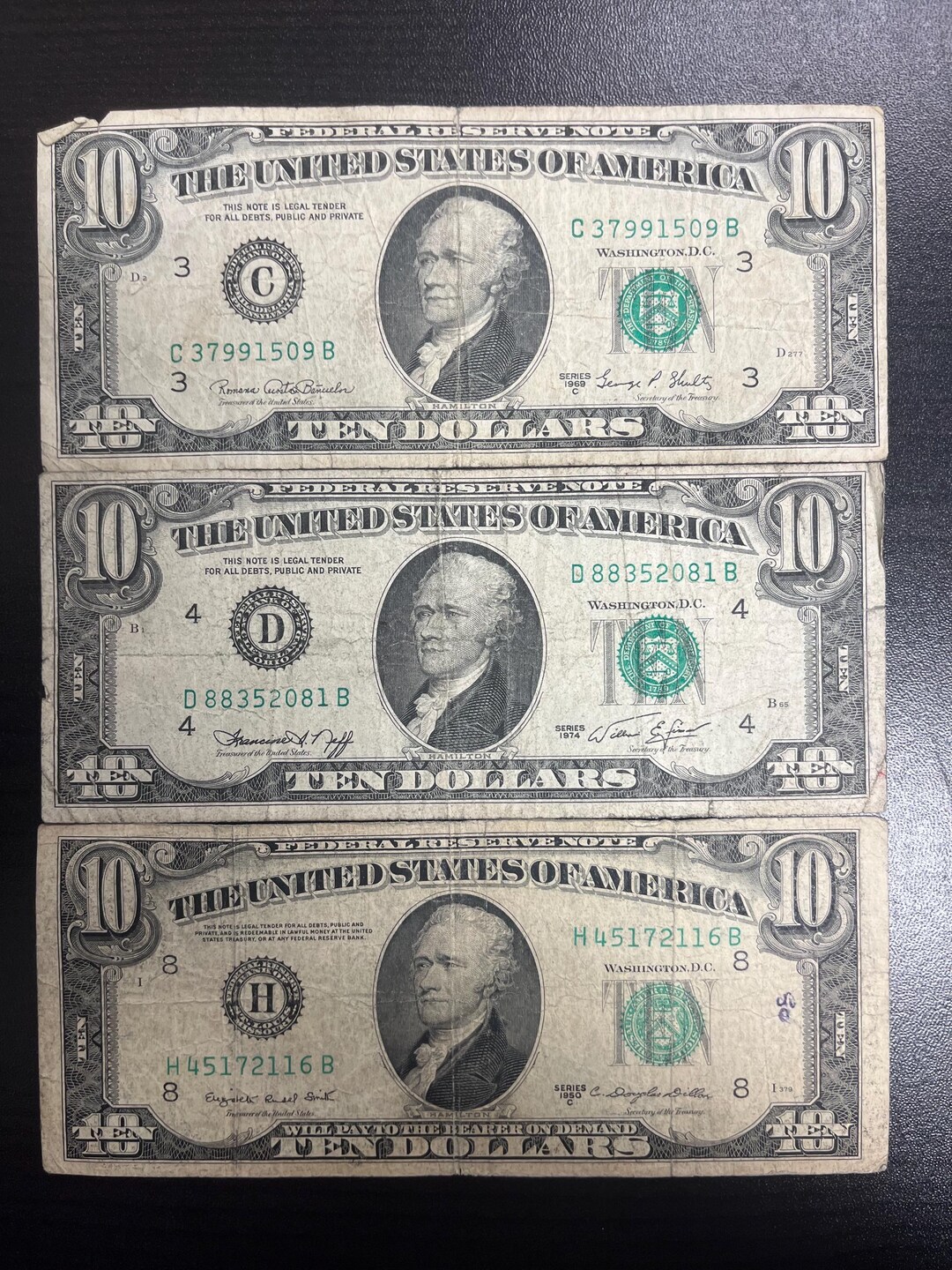 1950-1974 Old Style Small Head 10 Dollar Federal Reserve Note - Etsy