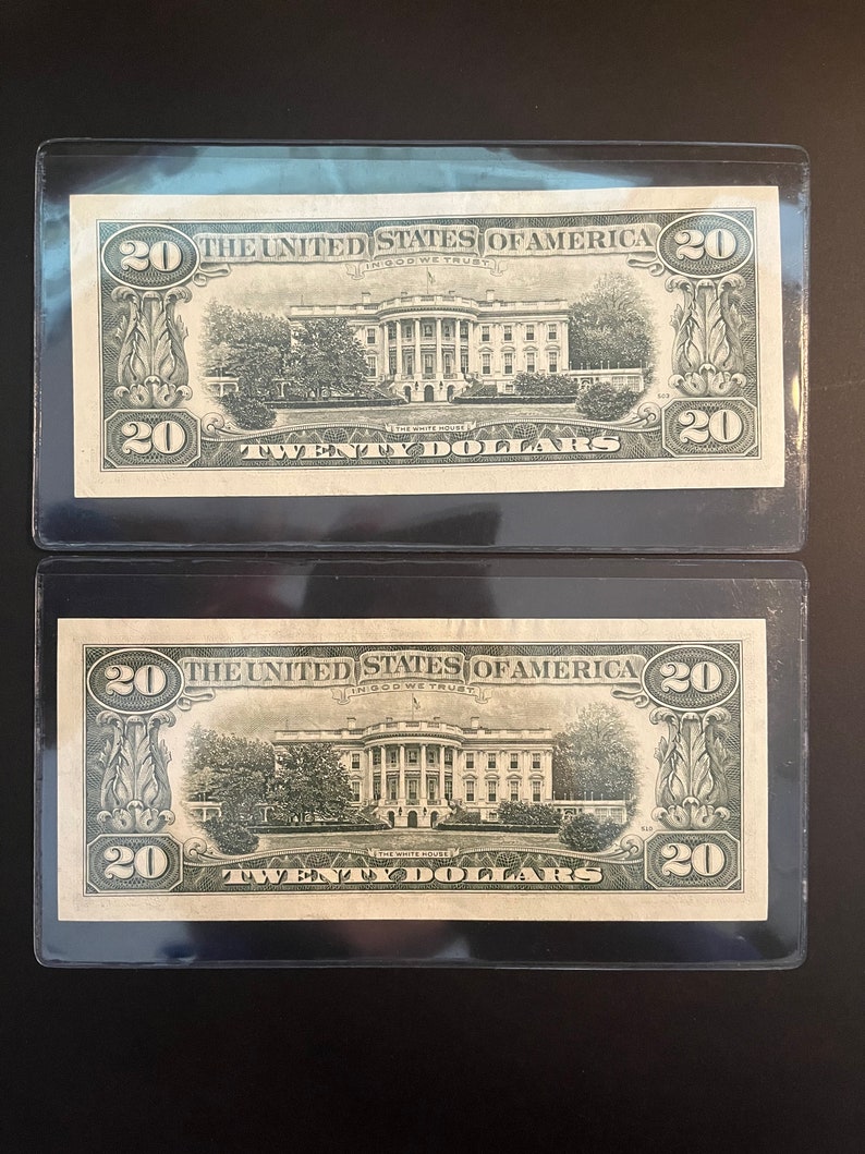 1981 Set of Two Consecutive 20 Dollar Bill Old US Uncirculated Paper ...