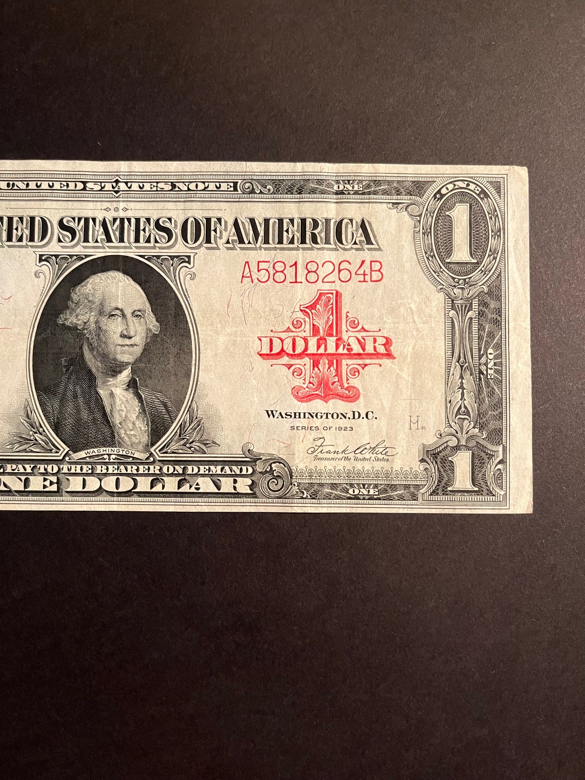 1923 Large Size Very Rare One Dollar Bill Red Seal United States Paper ...