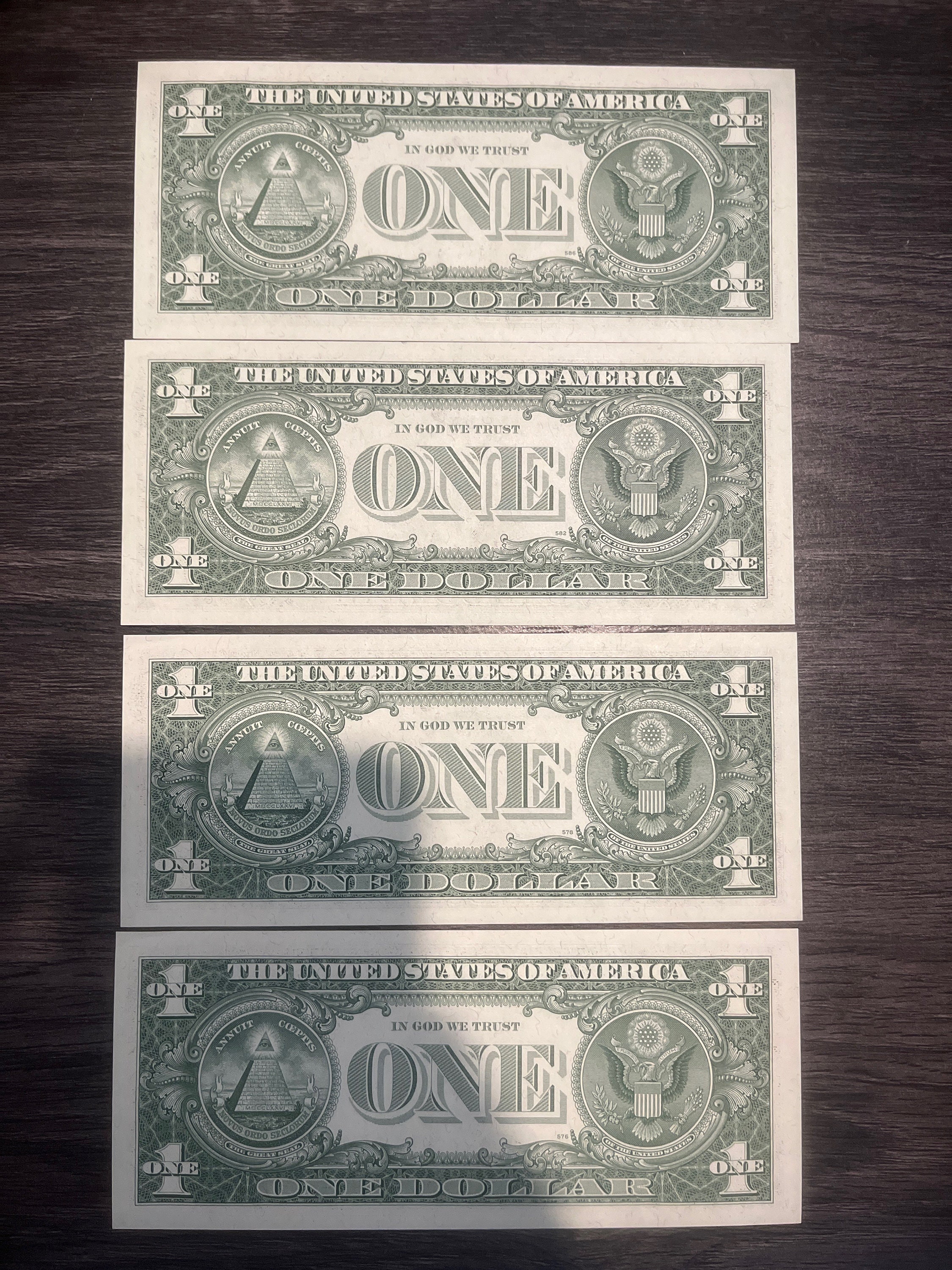 1963 1 Dollar Bills Lot of 4 Consecutive Federal Reserve Notes US Old ...