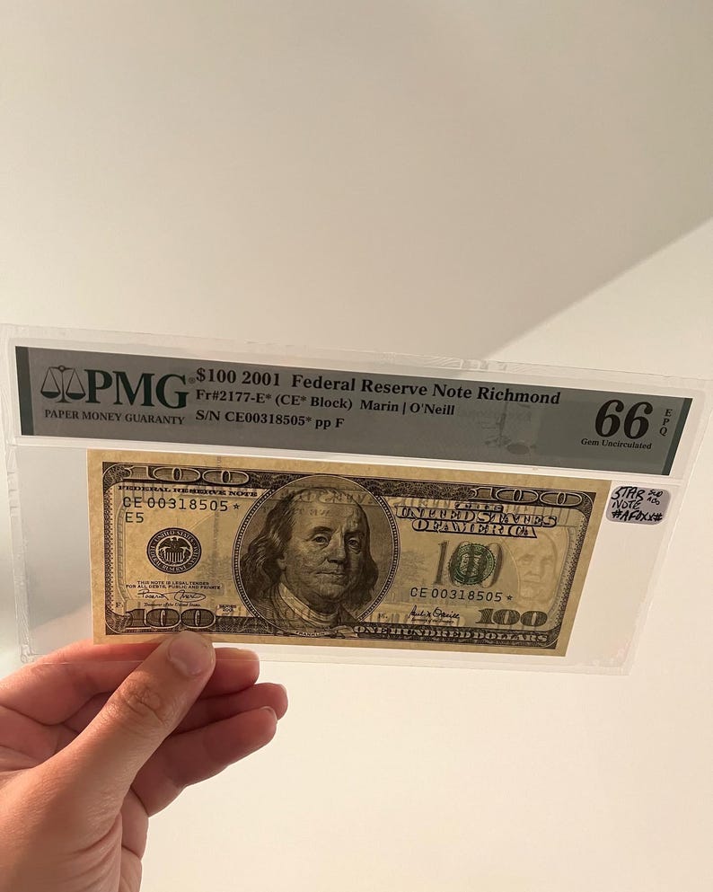 1996-2001 100 Dollar Bill Graded 66 and 64 PMG Price per Note Pick From ...