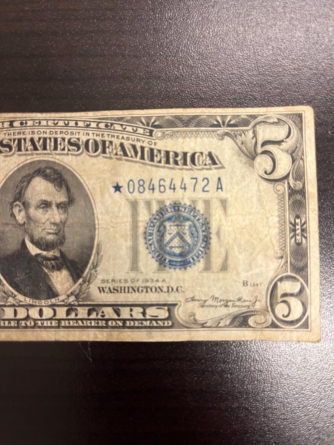 1934 5 Dollar Star Note Silver Certificate - Etsy