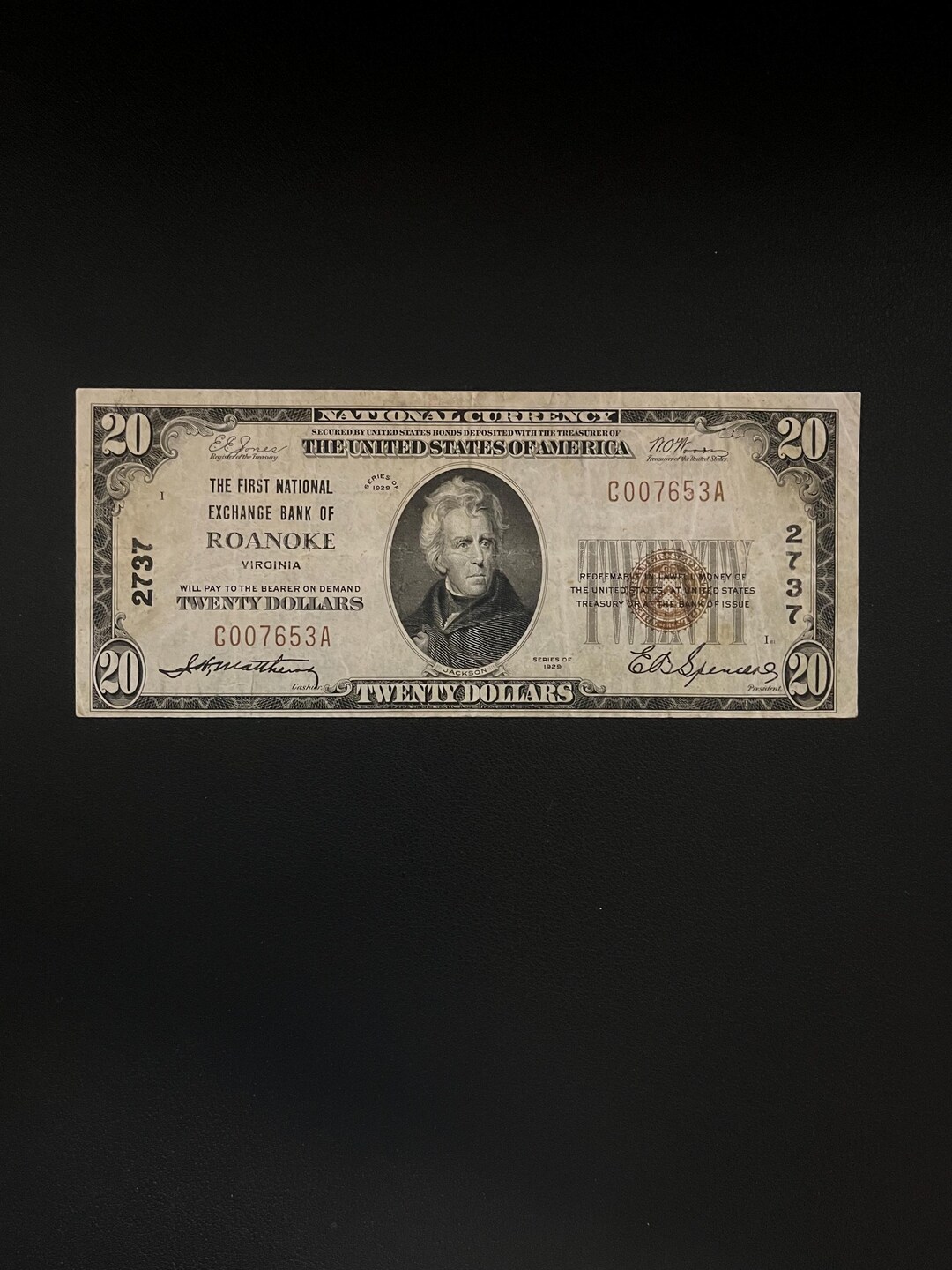1929 20 Dollar U.S. National Currency Roanoke, Virginia - Etsy
