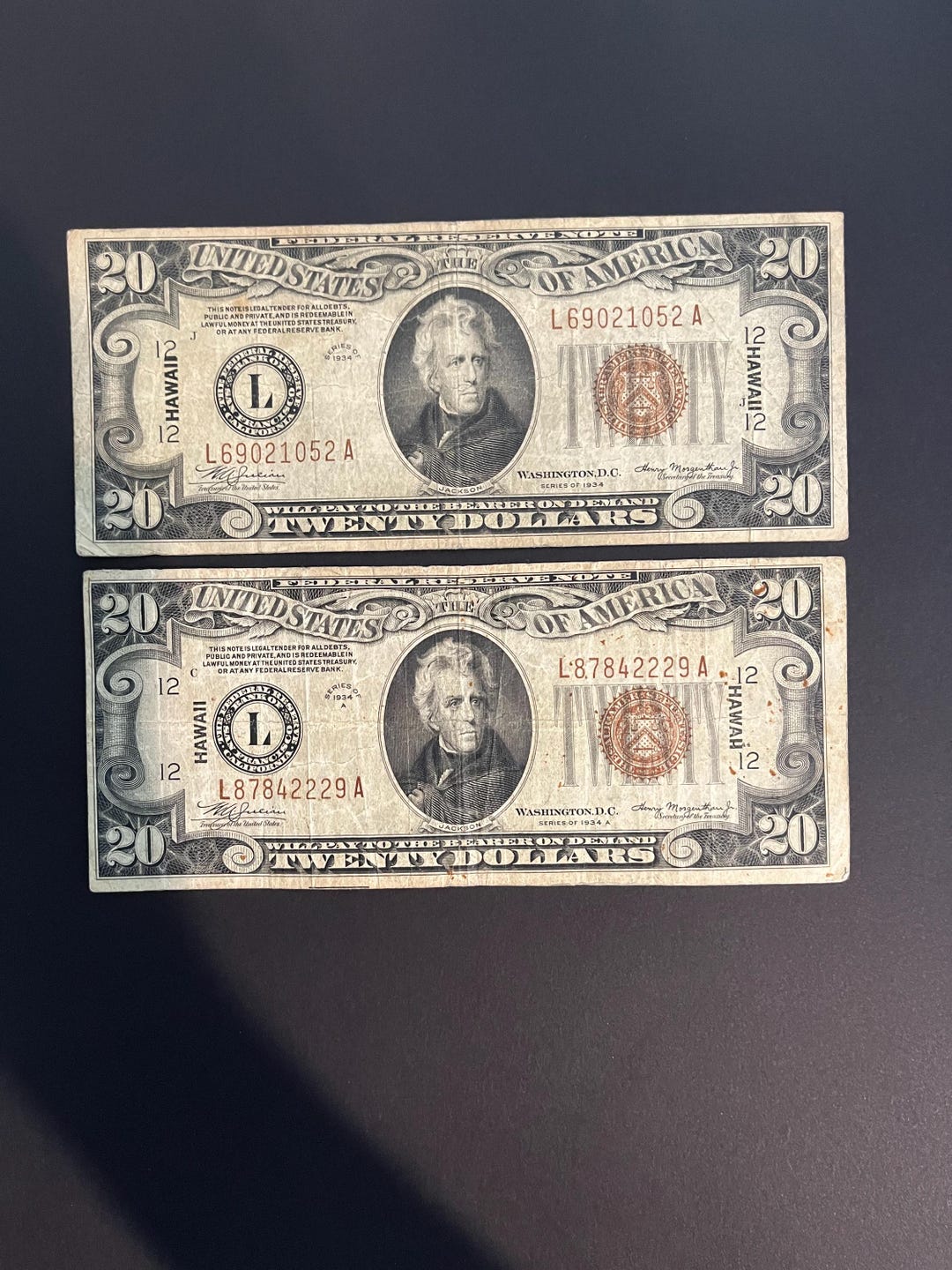 1934 A Hawaii Emergency Issue 20 Dollar Bill United States Rare ...