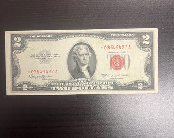 1963 2 Dollar Star Note United States Bill Red Seal Rare Beautiful ...