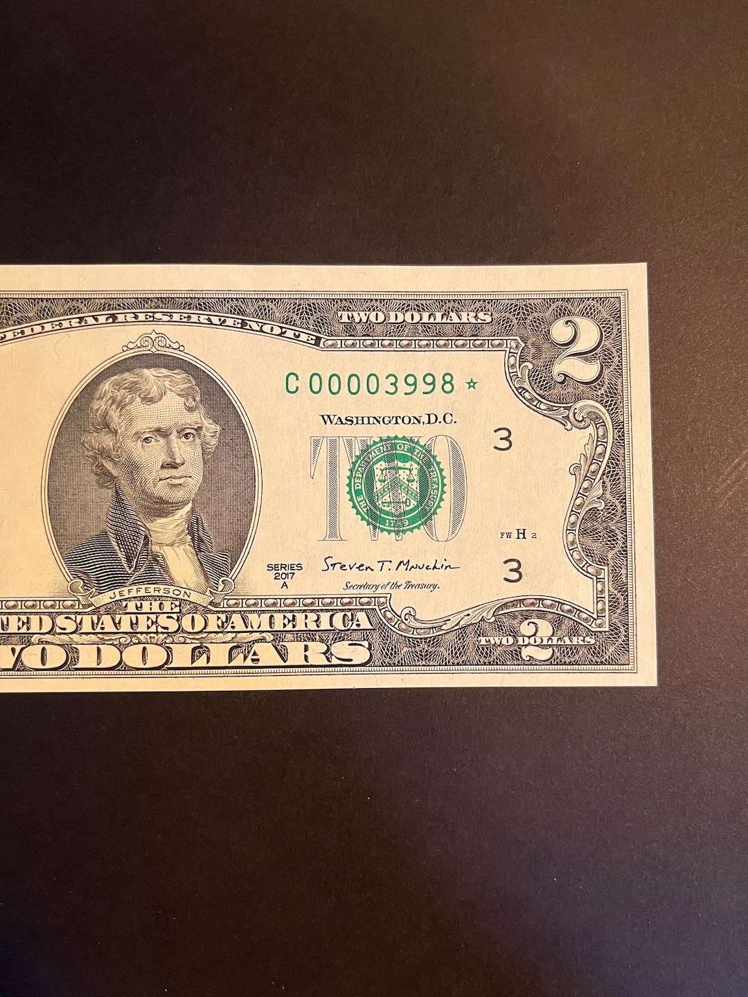 2017 A 2 Dollar Bill Star Note Rare Federal Reserve US Paper Money 0000 ...