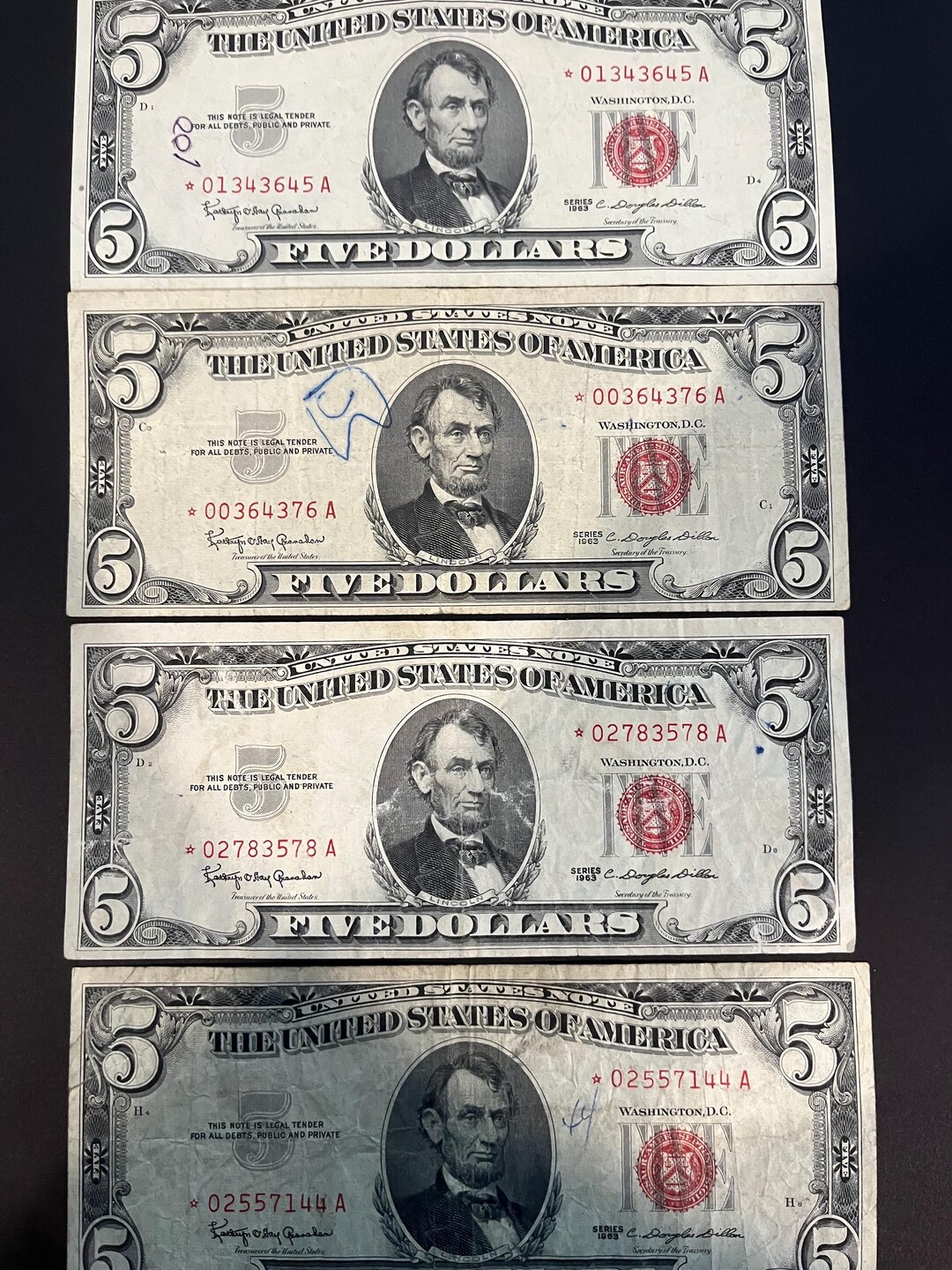 1963 5 Dollar Star Note Old US Paper Money Red Seal - Etsy