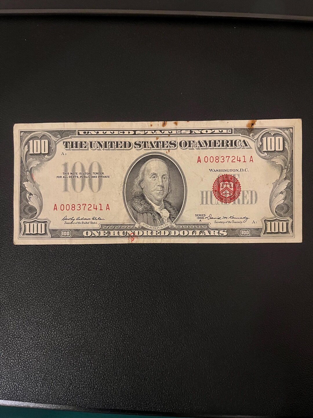 1966 100 Dollar Red Seal Old U.S. Currency Nice Affordable Note - Etsy