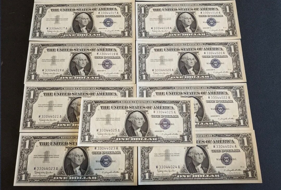 1957 1 Dollar Silver Certificate Blue Seal United States Old Rare Bill ...