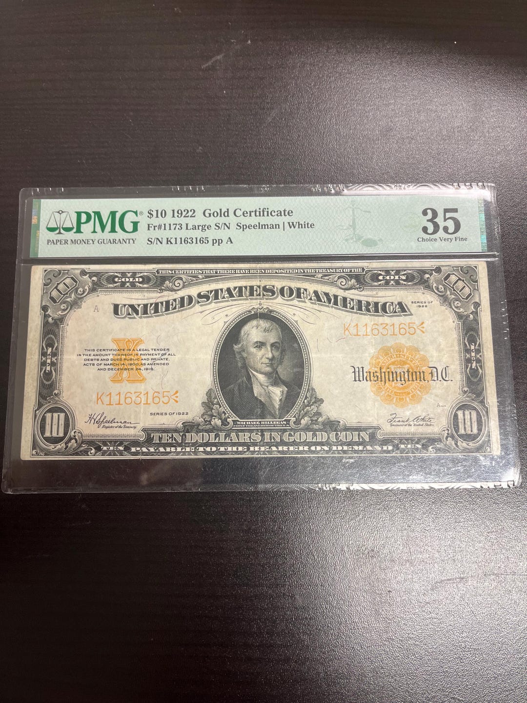 1922 10 Gold Certificate Large Size Old United States Paper Money ...