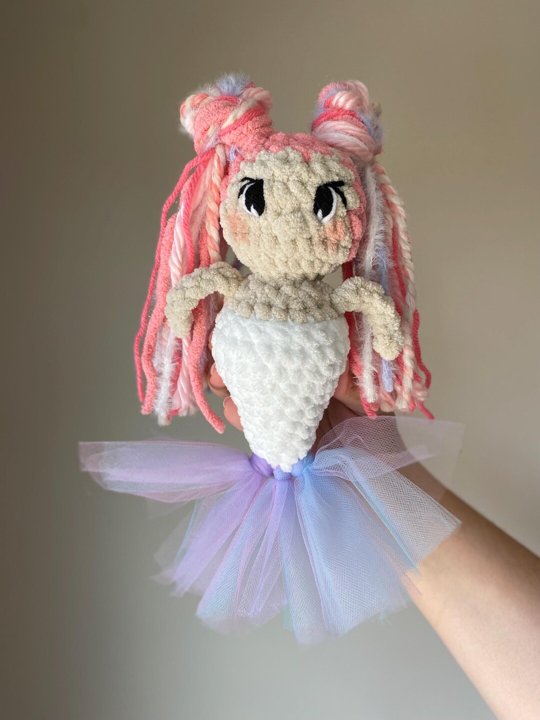 Tulle Finned Space Bun Stuffed Mermaids Mermaid Stuffie Plush Mermaid ...