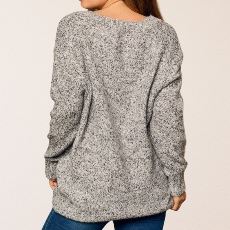 Gray Wool Sweater for Women, Cozy Winter Sweater, Casual Sweater, Long ...