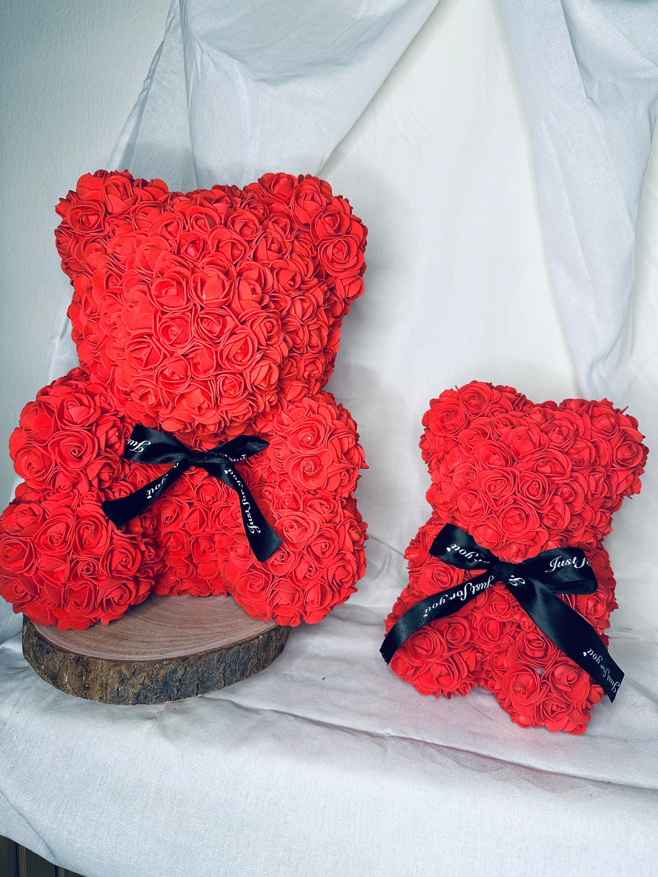Rose Bear / Romantic Gift / Flower Teddy Bear Anniversary Present ...