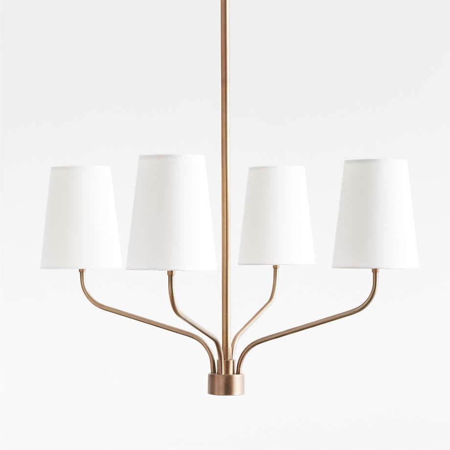 Modern Ceiling Pendant Light Lamp Raw Brass Four Light Linen Shade ...