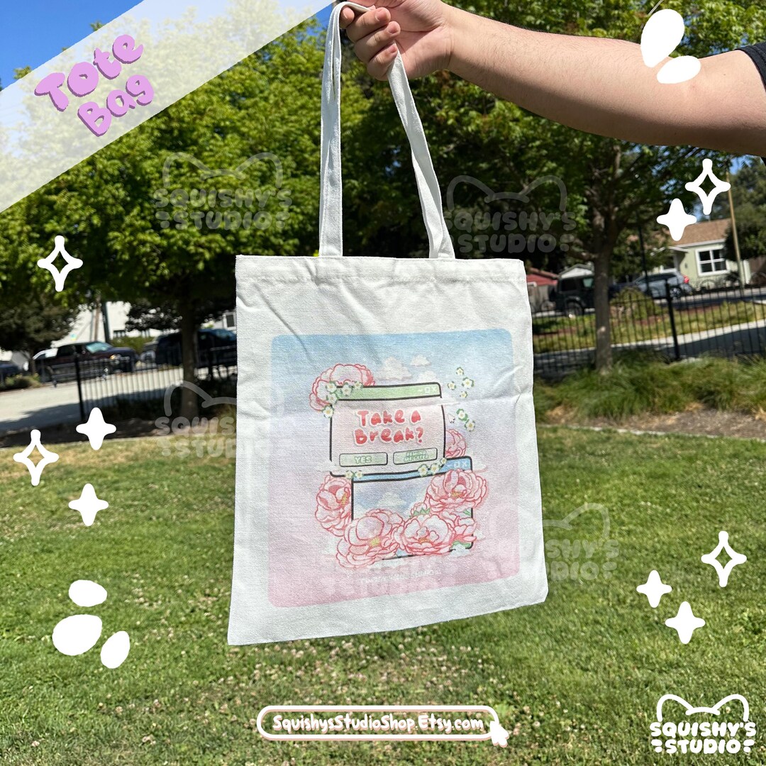 Take A Break Reminder Aesthetic Windows Flower Tote Bag | Reusable ...