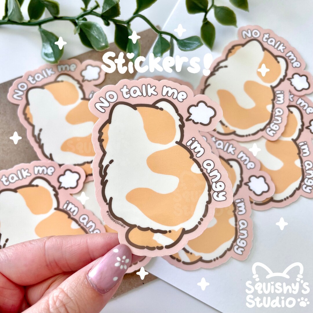 No Talk Me I'm Angy Sticker | Angry Cute Cat Meme Stickers | Kawaii ...