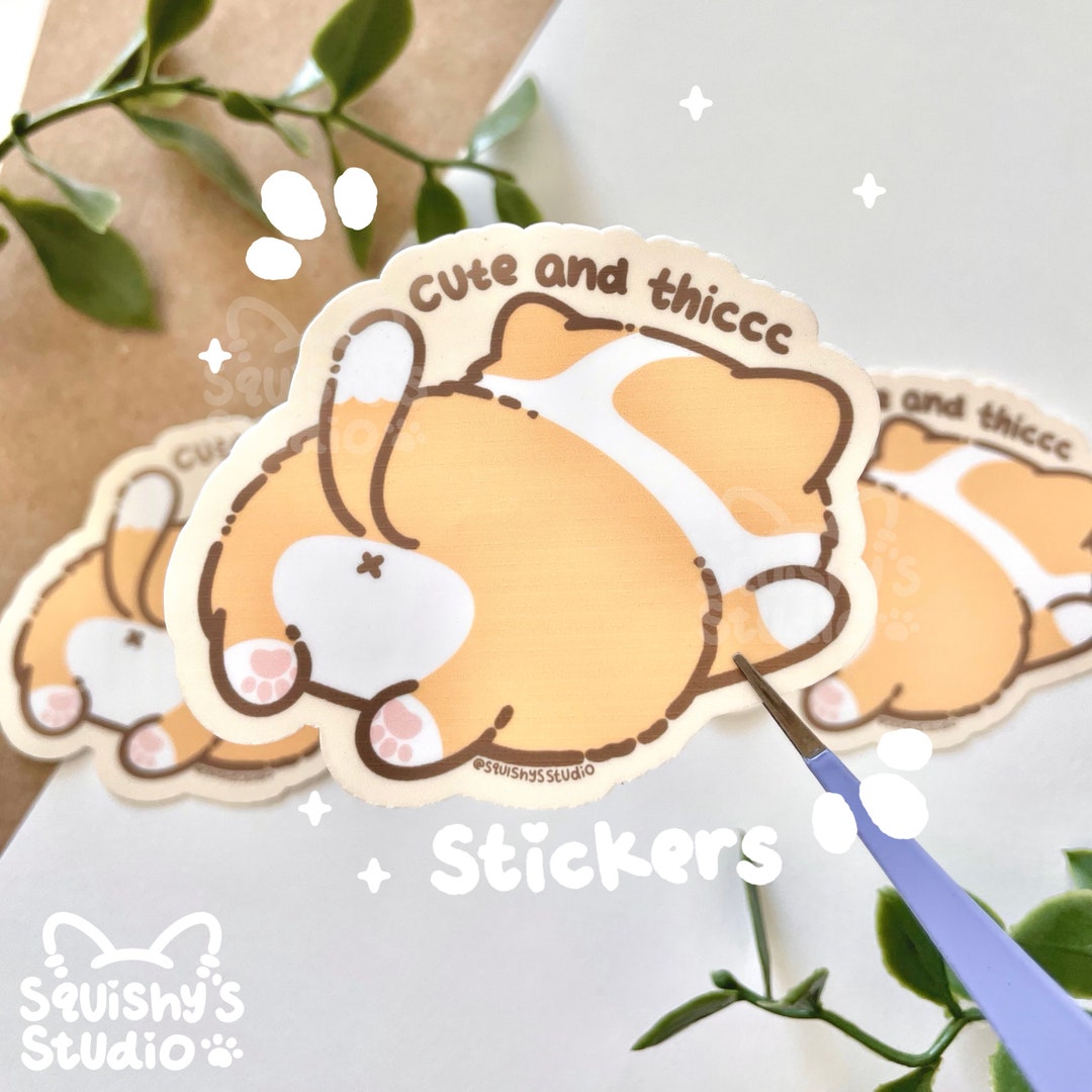 Cute and Thiccc Corgi Dog Sticker Fluffy Cute Corgi Stickers Kawaii ...